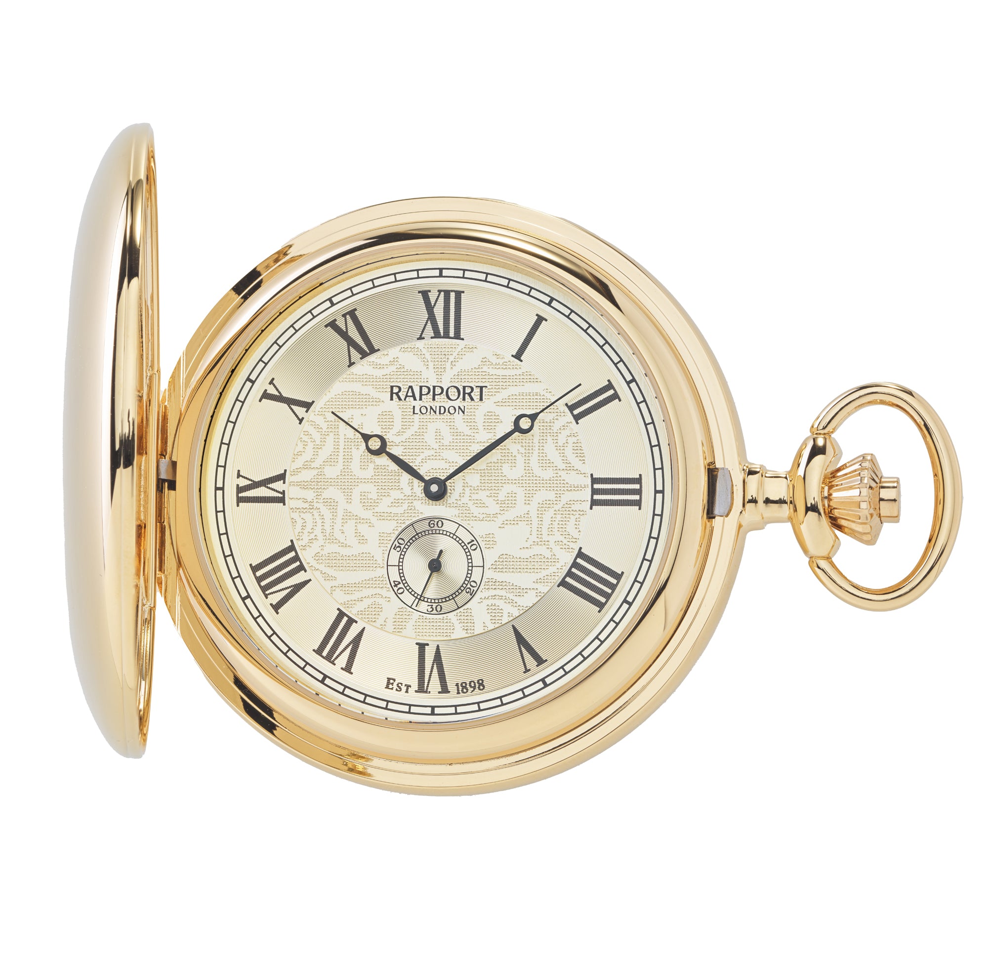 Quartz Full Hunter Gold Plated Pocket Watch with Champagne Dial ...